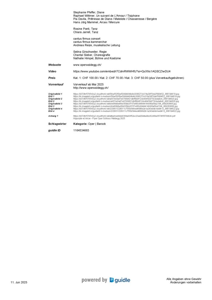 Oper „Hippolyte et Aricie“ auf Schloss Waldegg – Gemeinde Feldbrunnen ...